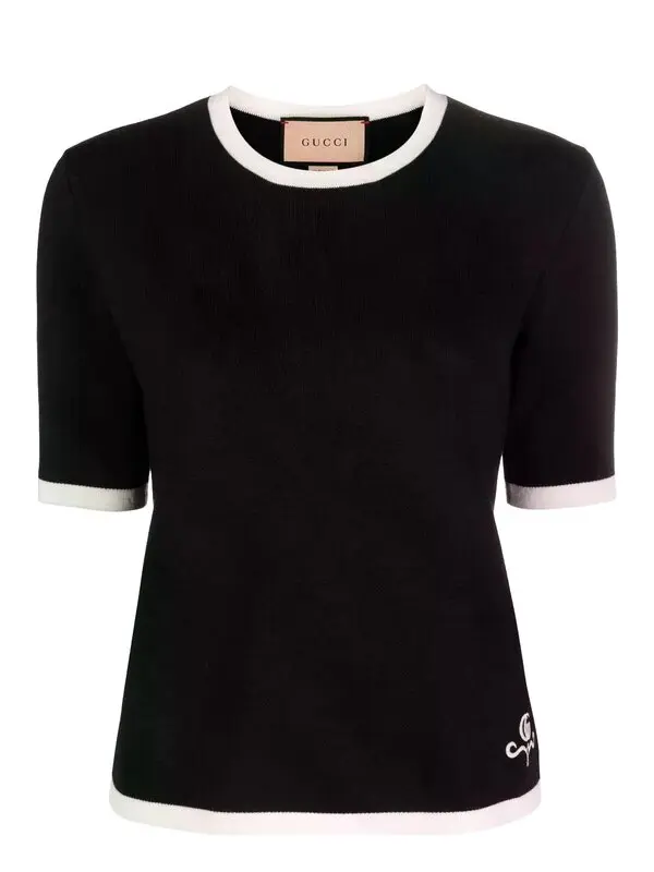 Gucci Wool T-shirt With Contrasting Trim - Black