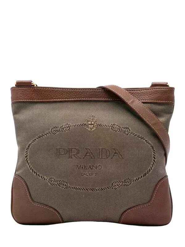Prada Canapa Logo Crossbody Bag - Neutrals