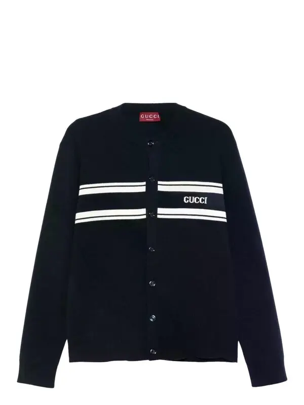 Gucci Logo-intarsia Wool-cashmere Cardigan - Blue