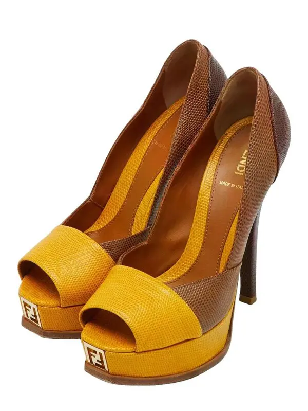 Fendi Lizard-effect Pumps - Brown