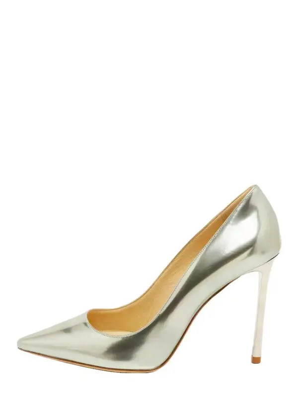 JIMMY CHOO Anouk Metallic Leather Pumps - Silver