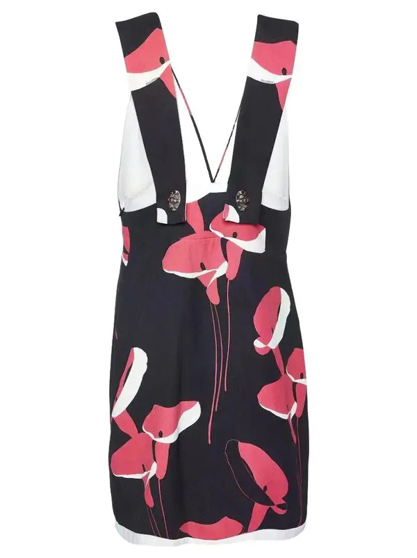 Miu Miu Floral-print Sleeveless V-neck Mini Dress - Black
