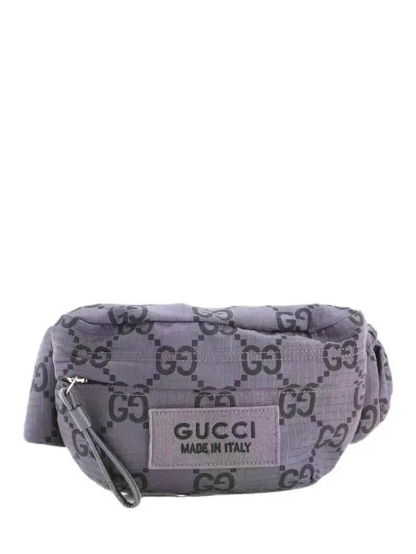 Gucci Ripstop Gg Nylon And Leather Belt Bag - Grey