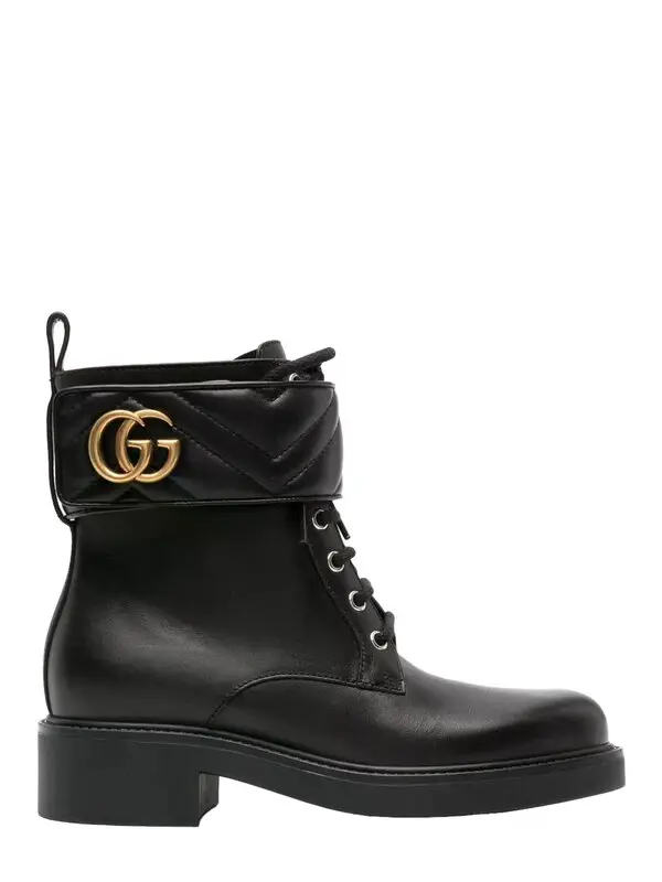 Gucci Double G-plaque Combat Boots - Black