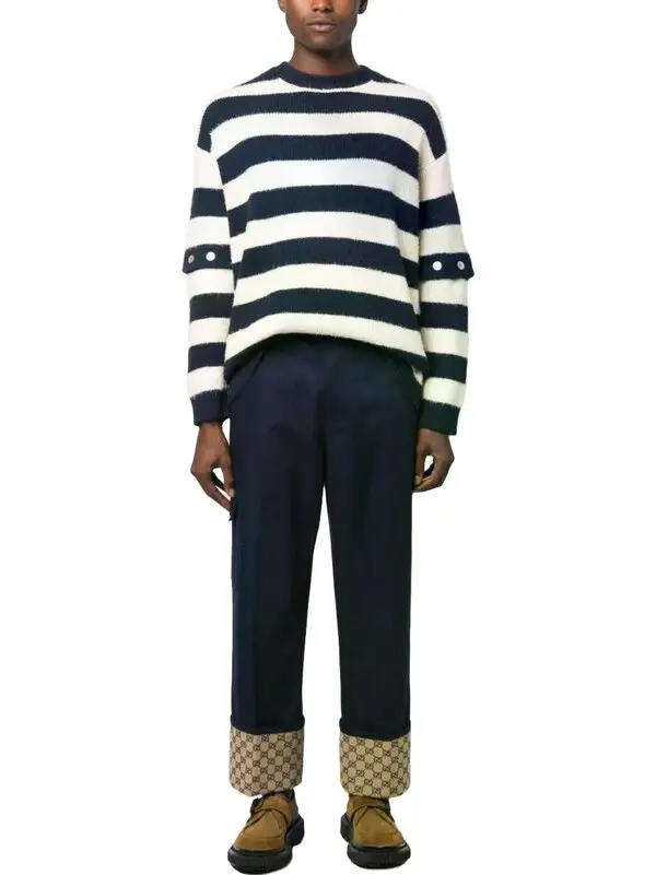 Gucci Gg Supreme Paneled Straight-leg Trousers - Blue