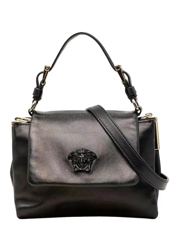 Versace La Medusa Leather Satchel - Black