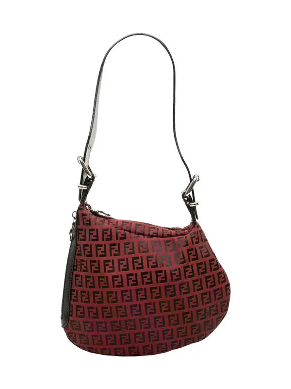 Fendi Zucchino Canvas Oyster Hobo Bag - Red