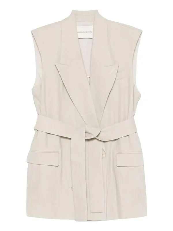 Camilla And Marc Sleeveless Belted Waistcoat With Flip Pockets - Green