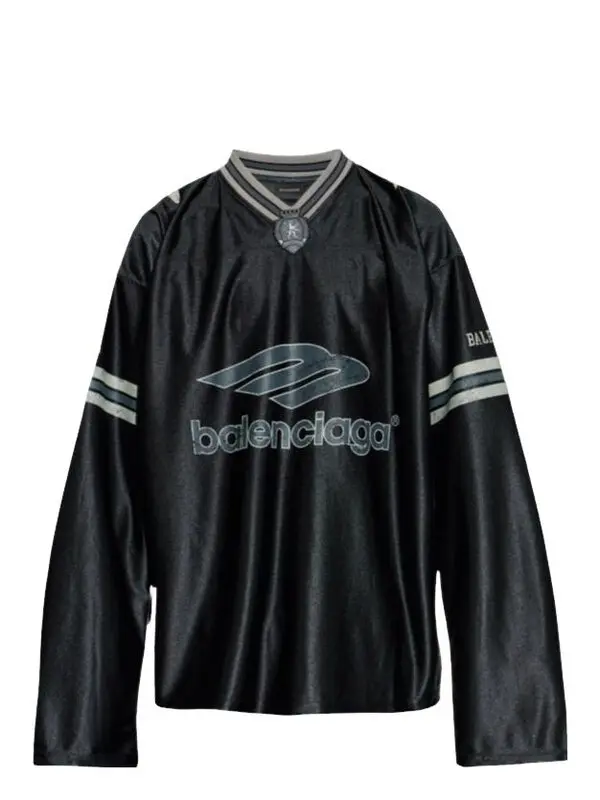 Balenciaga Long Sleeve V-neck T-shirt - Black