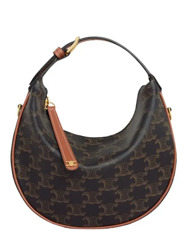 Celine Teen Lulu Triomphe Canvas And Calfskin Shoulder Bag - Tan
