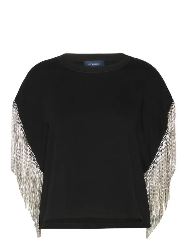 Sportmax Riviera Embellished Fringed Top - Black