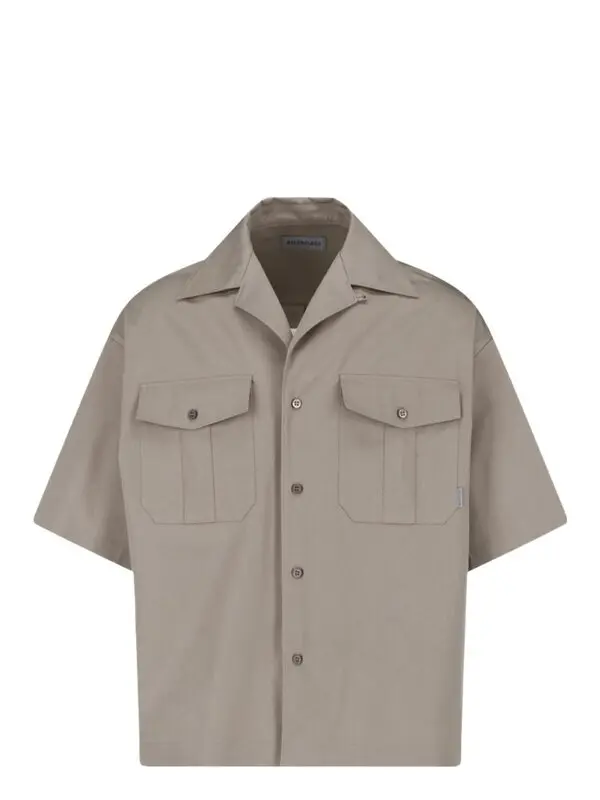 Balenciaga Flag Pocket Short-sleeved Shirt - Gray
