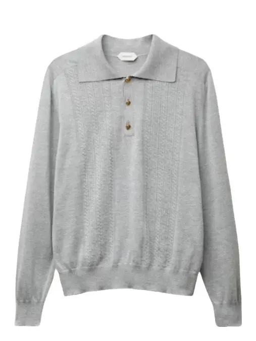 Versace Silk-cotton Knit Polo - Grey