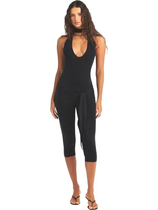 SKIMS Cupro Jersey Halter Bodysuit - Obsidian