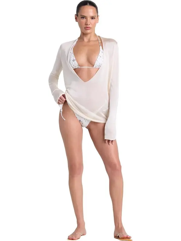 SKIMS Slinky Knit Deep Plunge Top - Buff