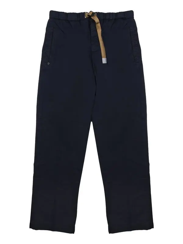 WHITE SAND Cotton Trousers With Belted Waist - Blue