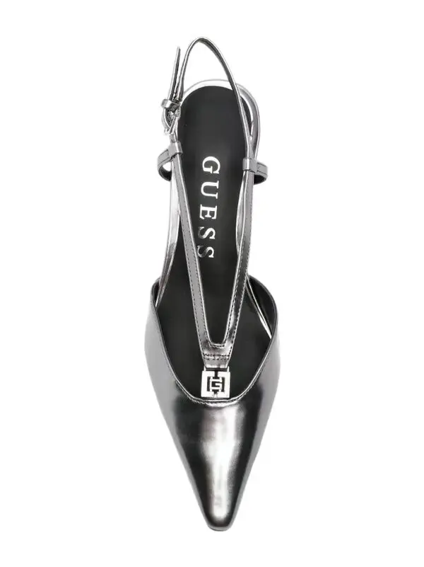 Guess Pointed-toe Slingback Pumps With Metallic Finish - Silver