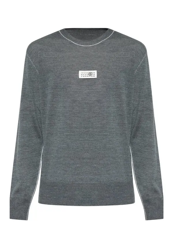 MAISON MARGIELA Wool Crewneck With Logo Patch - Grey
