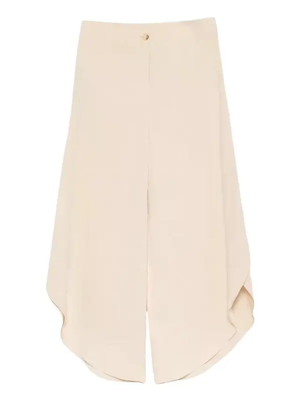 VICOLO Curved-hem Wide-leg Trousers - Neutrals