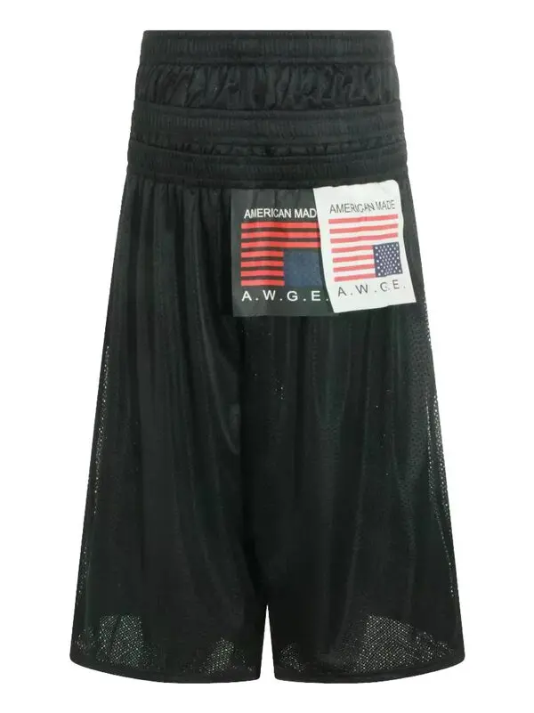 AWGE Logo Patch Mesh Shorts - Black