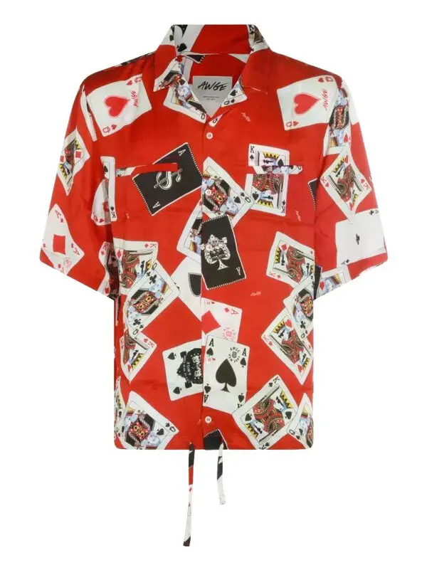 AWGE Playing-card-print Short-sleeve Shirt - Red