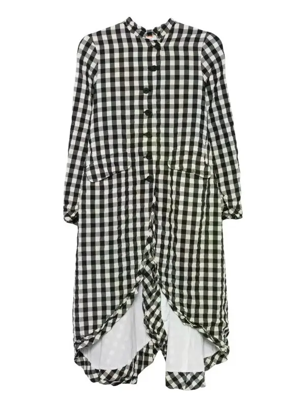RICORRROBE Asymmetric Gingham Check Coat - Black