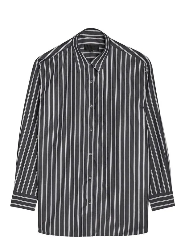 NILI LOTAN Yorke Striped Cotton-poplin Shirt - Grey