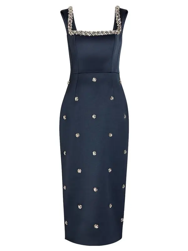 Rebecca Vallance Ayla Crystal-embellished Midi Dress - Navy