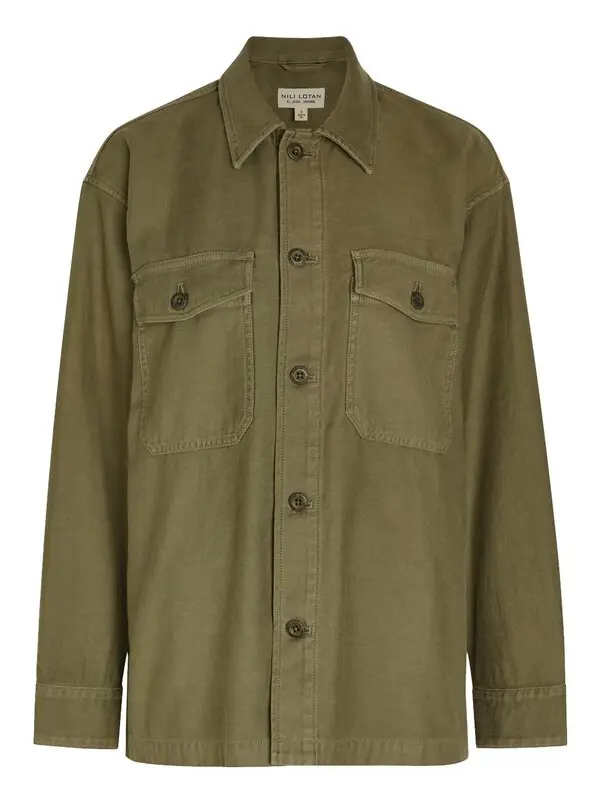 NILI LOTAN Howard Cotton Overshirt - Olive