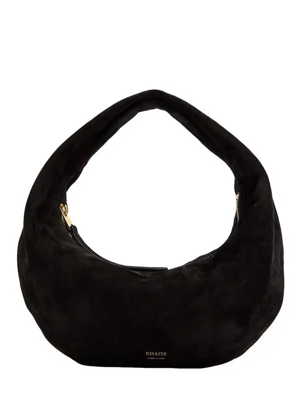 Khaite Olivia Mini Suede Hobo Top Handle Bag - Black