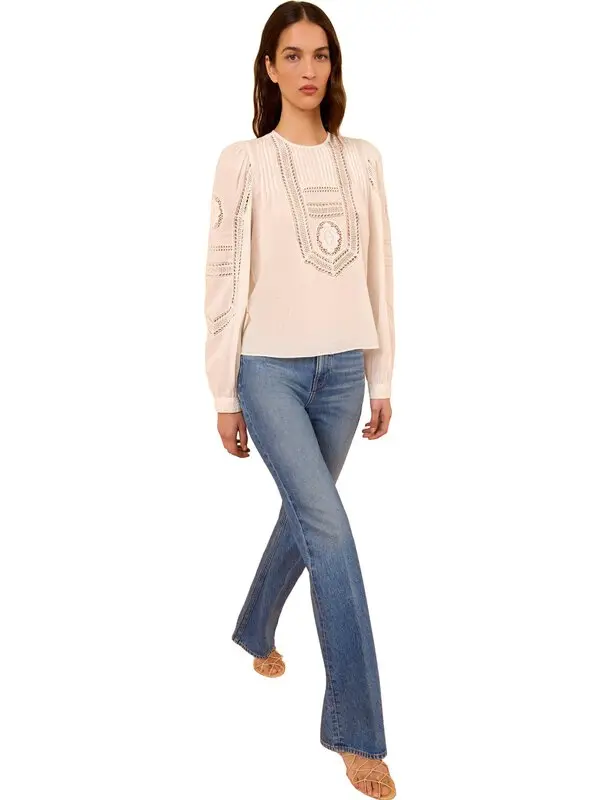 Ulla Johnson Marlowe Cotton Top With Lace Appliqués - Pristine