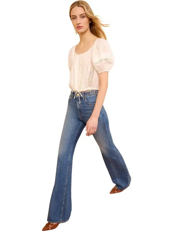 Ulla Johnson Clara Cropped Cotton Voile Blouse With Lace And Pintucks - Pristine