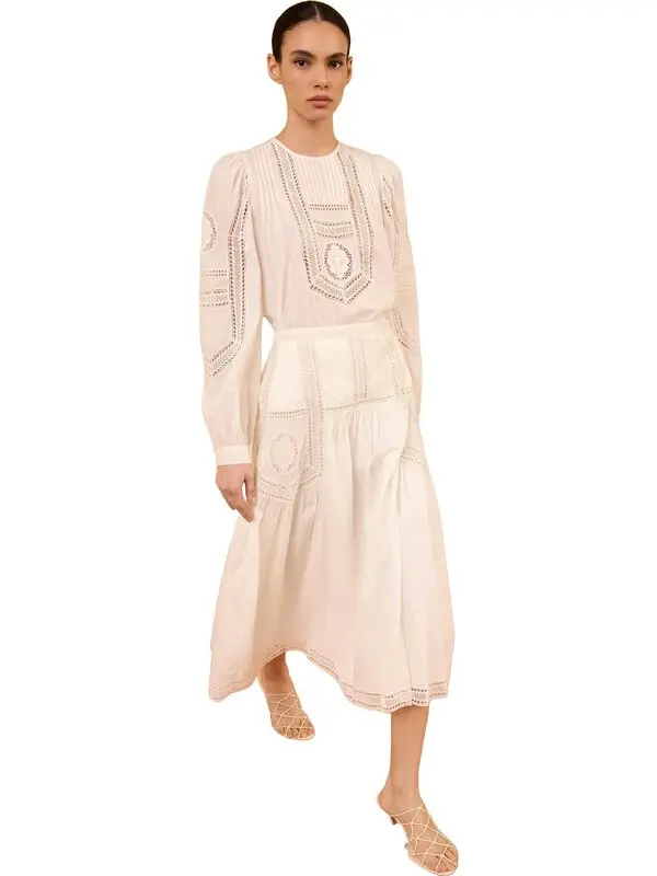 Ulla Johnson Alice Cotton Midi Skirt - Pristine