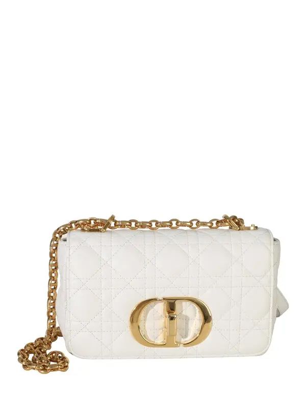 Dior Supple Calfskin Cannage Caro Chain Bag - White