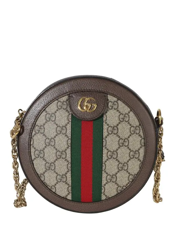 Gucci Gg Supreme Canvas Mini Ophidia Round Shoulder Bag - Brown