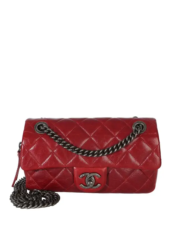 Chanel Quilted Glazed Calfskin Duo Color Flap Bag - Red