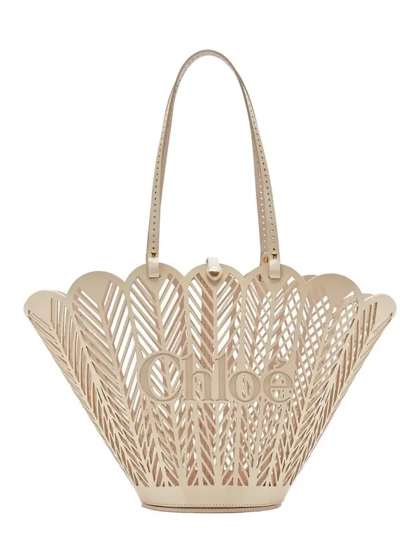 Chloé Soleil Patent Leather Tote Bag - White