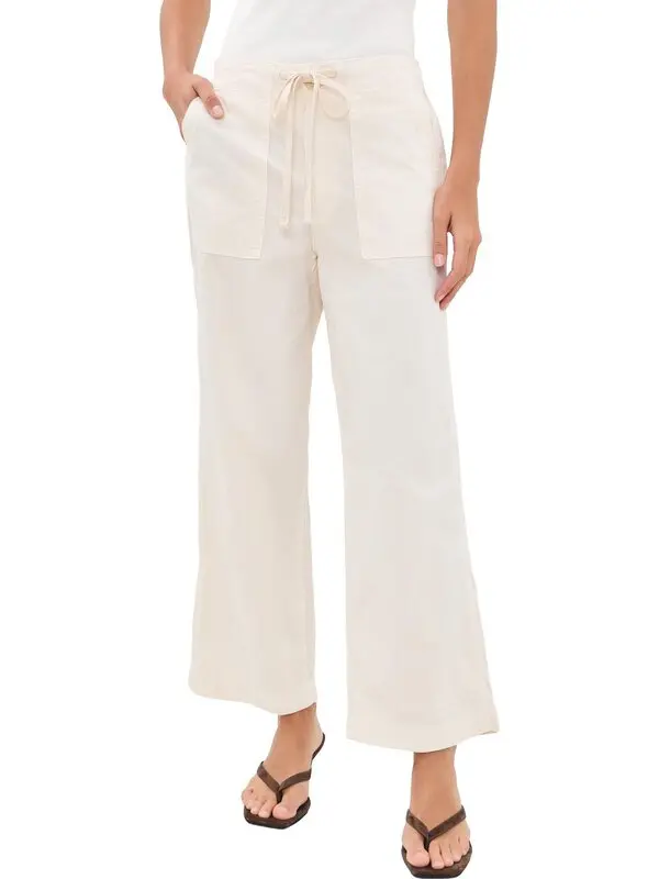 AMO Slouch Crop Trousers With Drawstring Waist - Bone