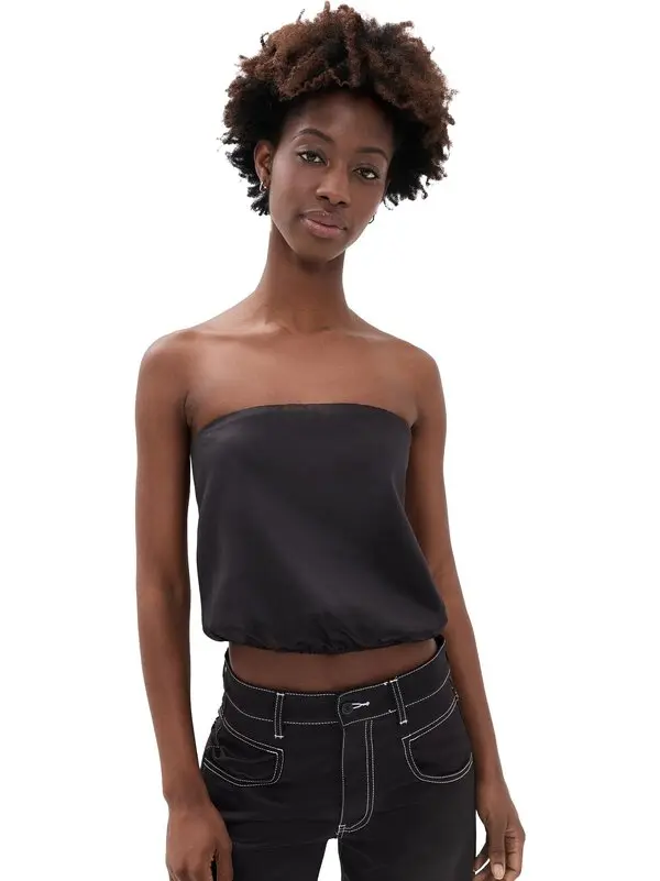 Lioness Muse Strapless Bubble Hem Top - Noir