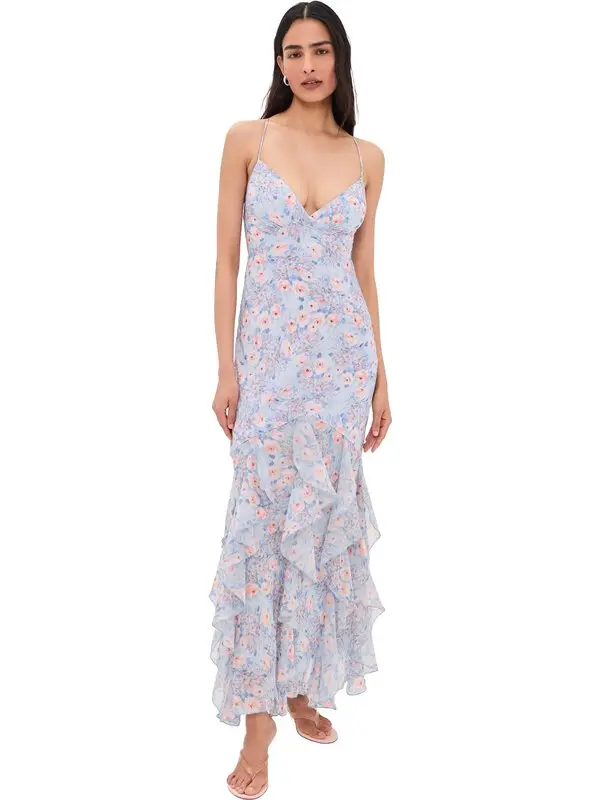 For Love & Lemons Elea Maxi Dress - Blue