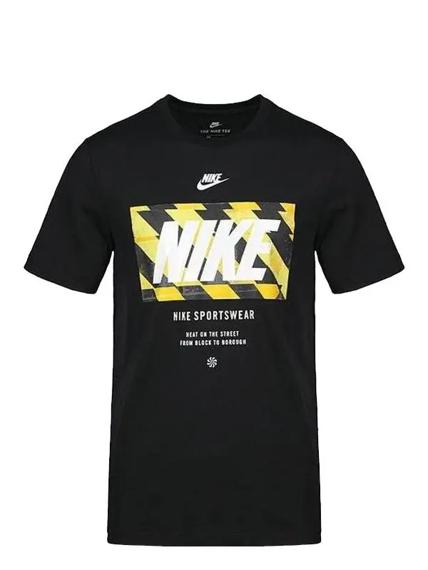 Nike Logo Sportswear T-shirt 'black Yellow - Black/yellow/multi-color
