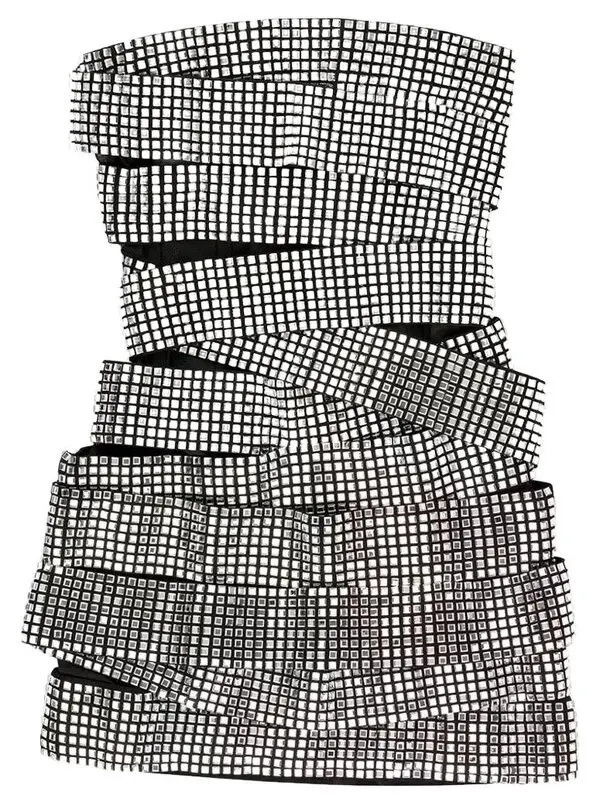 AREA Disco Ball Mini Dress - Silver