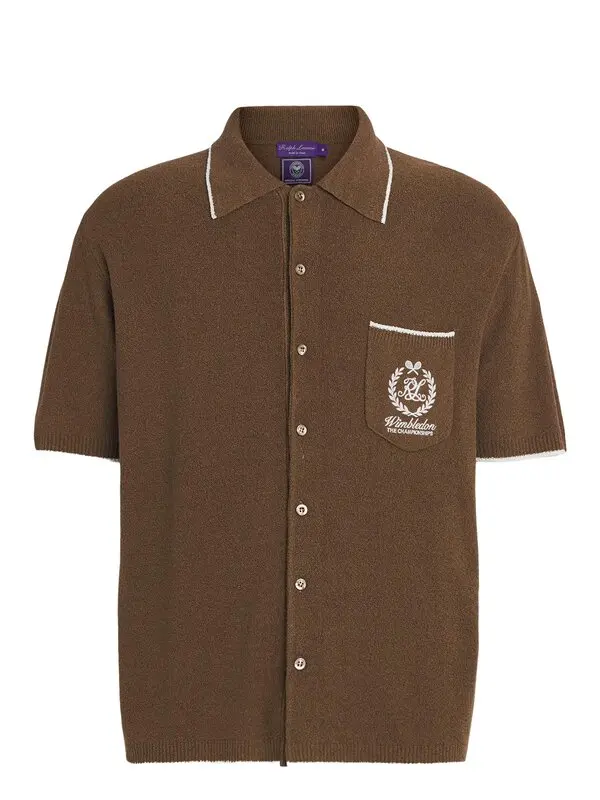 Ralph Lauren Purple Label X Wimbledon Silk-blend Short-sleeve Shirt - Brown