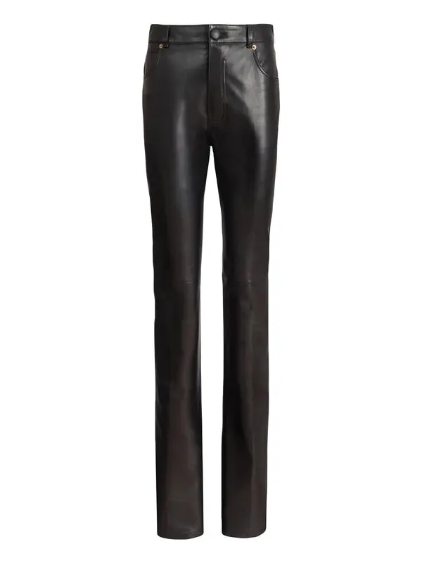 Balmain Slim Leather Trousers - Black