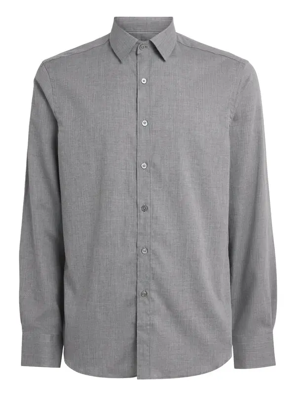 Canali Cotton Herringbone Shirt - Grey