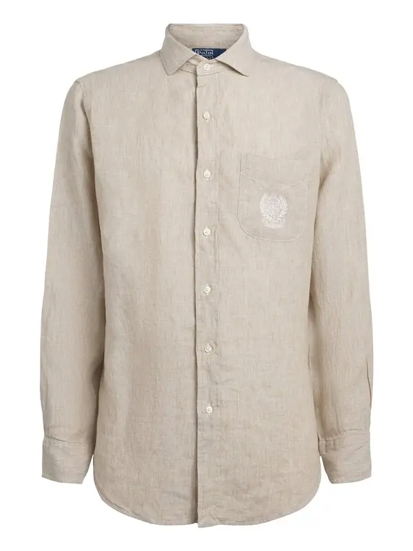 Polo Ralph Lauren X Wimbledon Linen Logo Crest Shirt - Beige