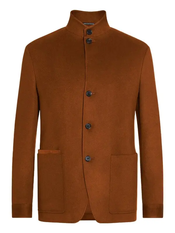 Zegna Fitted Chore Jacket With Leather Details - Brown