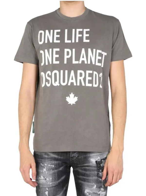Dsquared2 Slogan Print Crewneck T-shirt - Gray