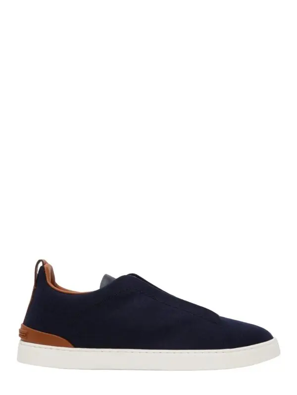 Zegna Triple Stitch Wool Sneakers - Black
