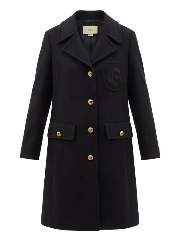 Gucci Double G Embroidery Coat - Black